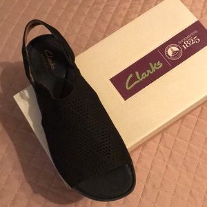 Clarks | Shoes | Black Suede Open Toes Shoes | Poshmark